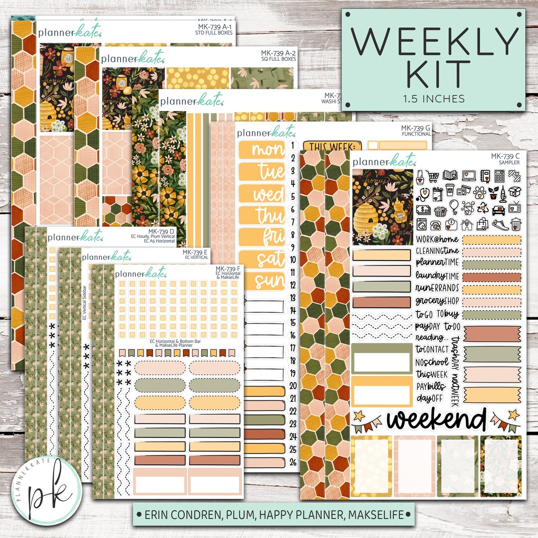 MK-739 WEEKLY || "busy Bee" - Weekly Kit Planner Stickers - Etsy