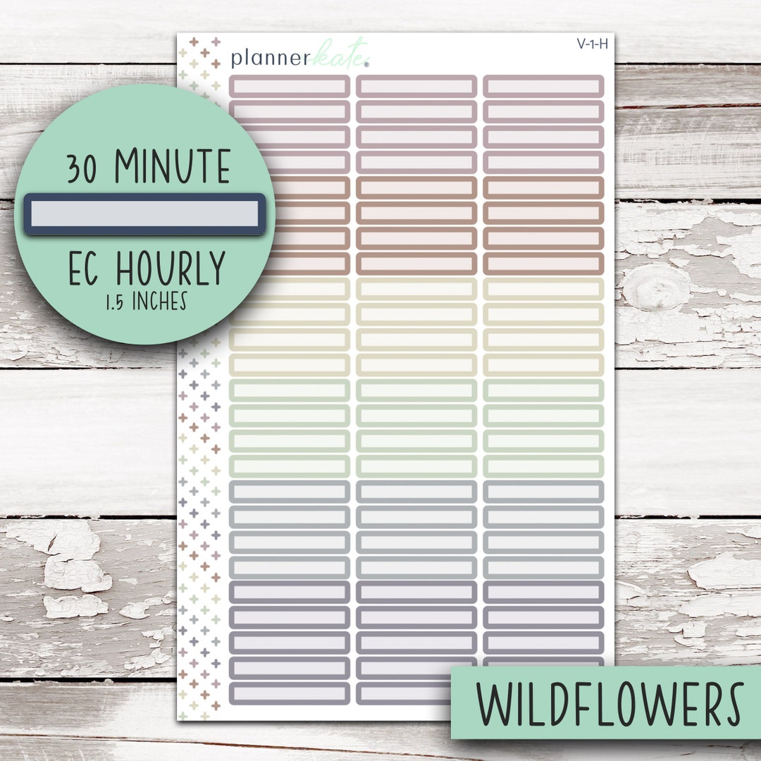 V-1-H 30 Minute Labels for 7x9 Planner EC Wildflowers - Etsy