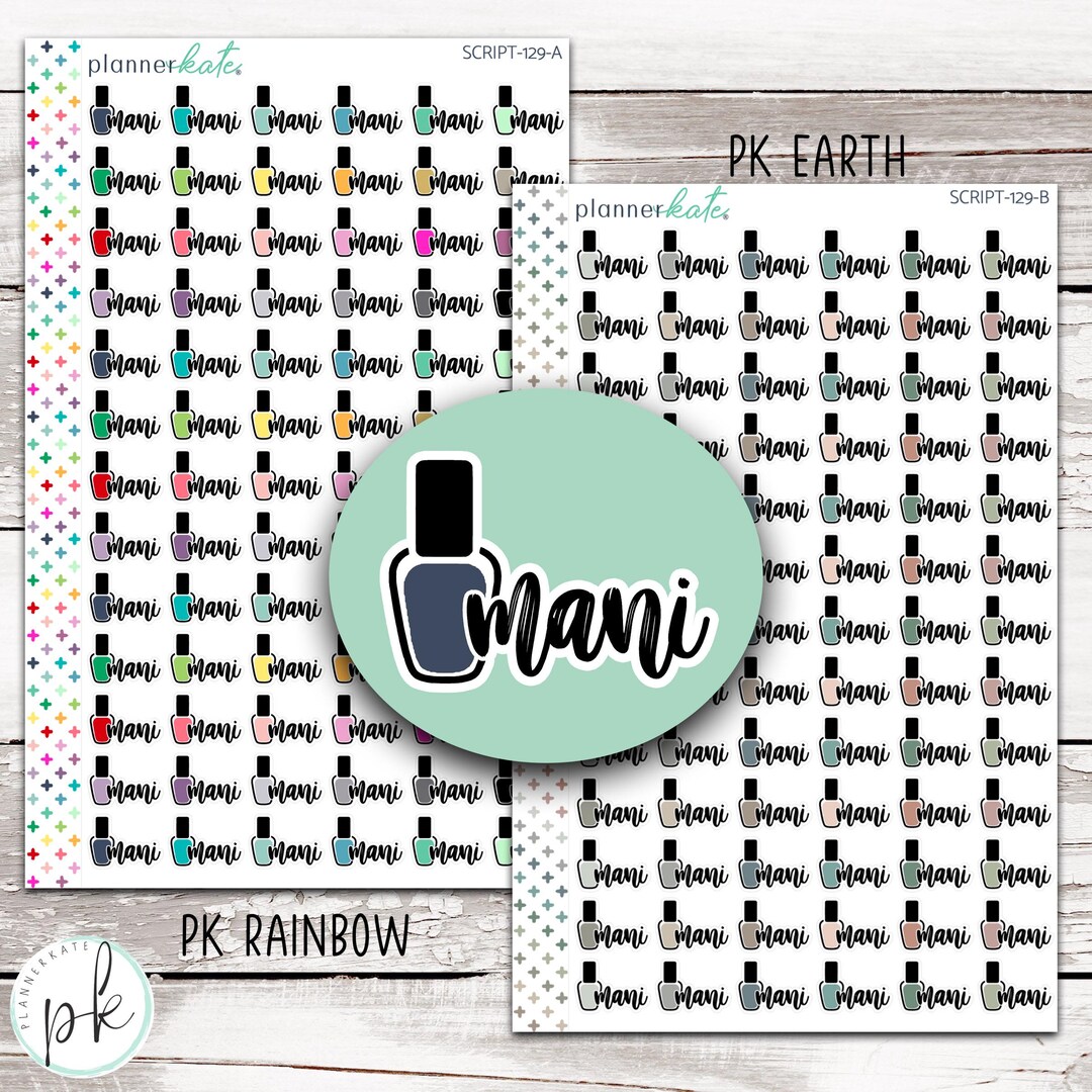 SCRIPT-129 || MANI Planner Stickers - Etsy