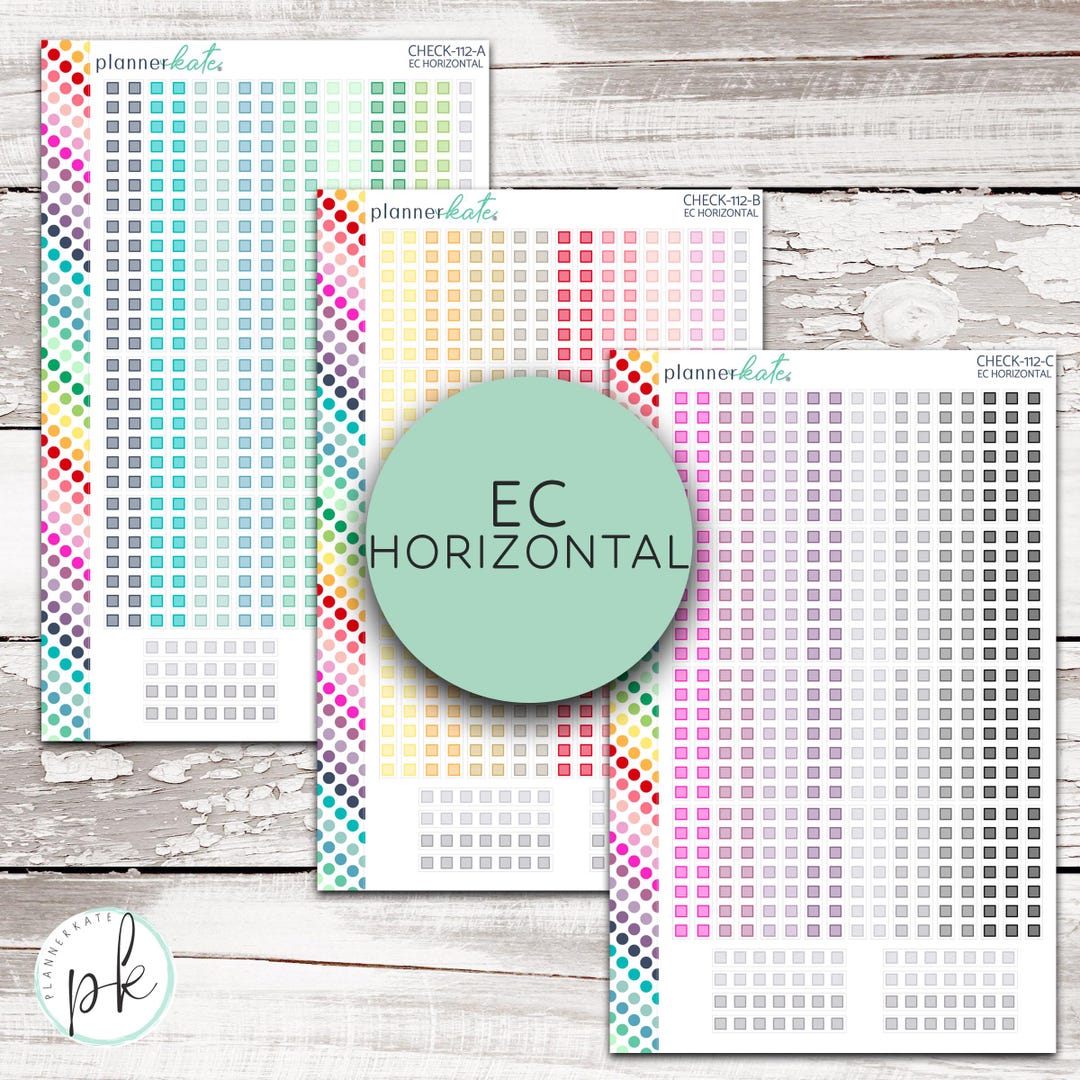 CHECK-112 || 7x9 EC HORIZONTAL Checklist Planner Stickers - Pk Rainbow ...