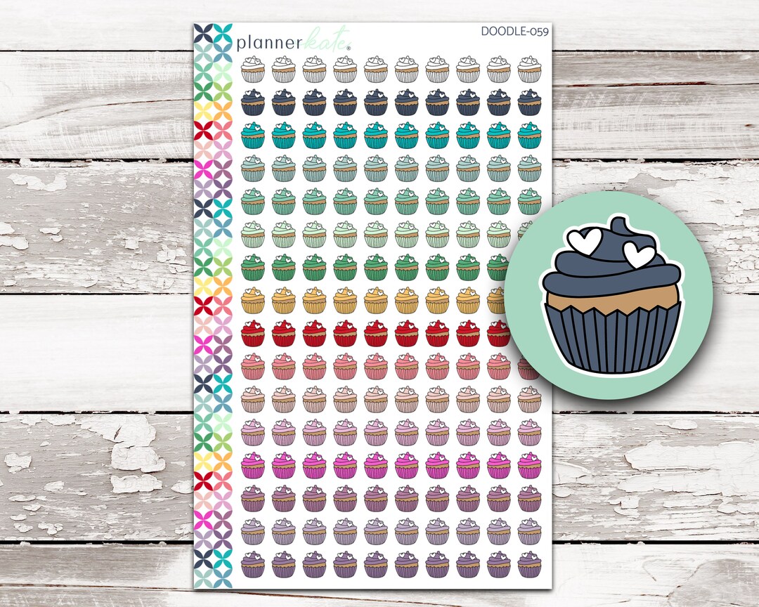 DOODLE-59 || CUPCAKE Doodle Stickers - Etsy