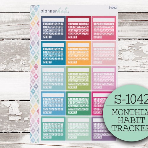 MONTH HABIT Tracker Monthly Sidebar Planner Stickers Mix - Etsy