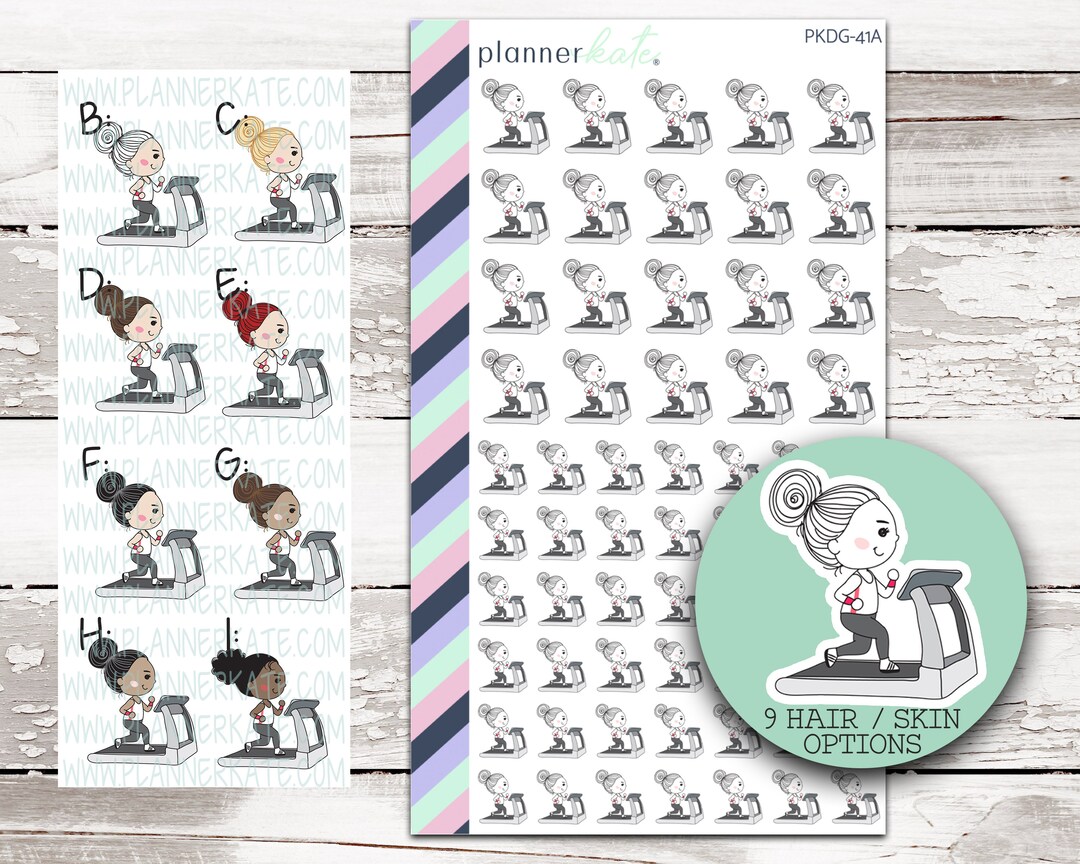 PKDG-41 || TREADMILL / RUN Pk Doodles Planner Stickers (9 Variations ...
