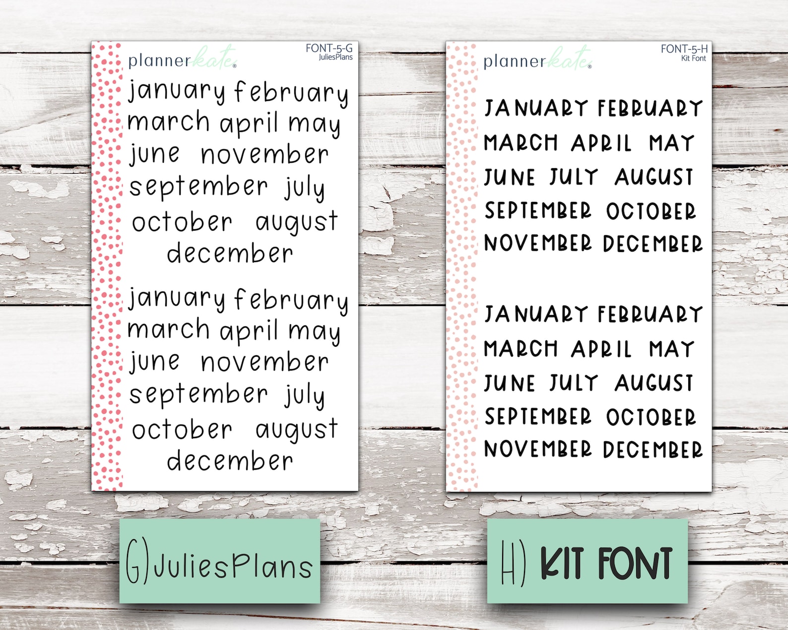 FONT-5 || MONTHS Scripts (large) - 12 Font Options - Etsy