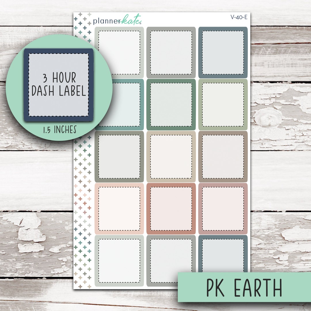 3 Hour Color Dash Label for 7x9 Planner - PK Earth || V-40 - Etsy