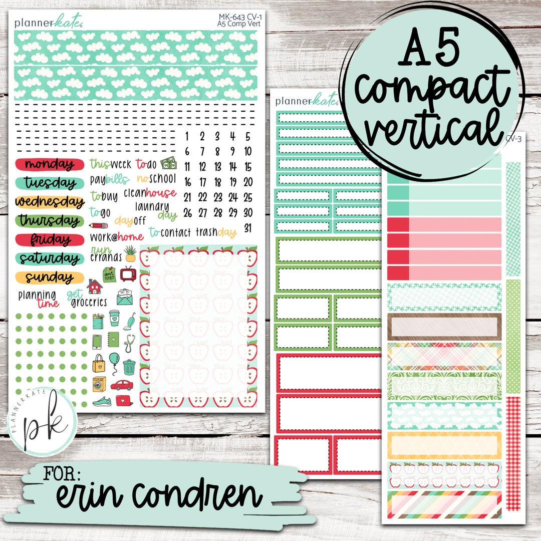 MK-643 CV - EC A5 Compact Vertical || "a is for Apple" Weekly Kit - Etsy