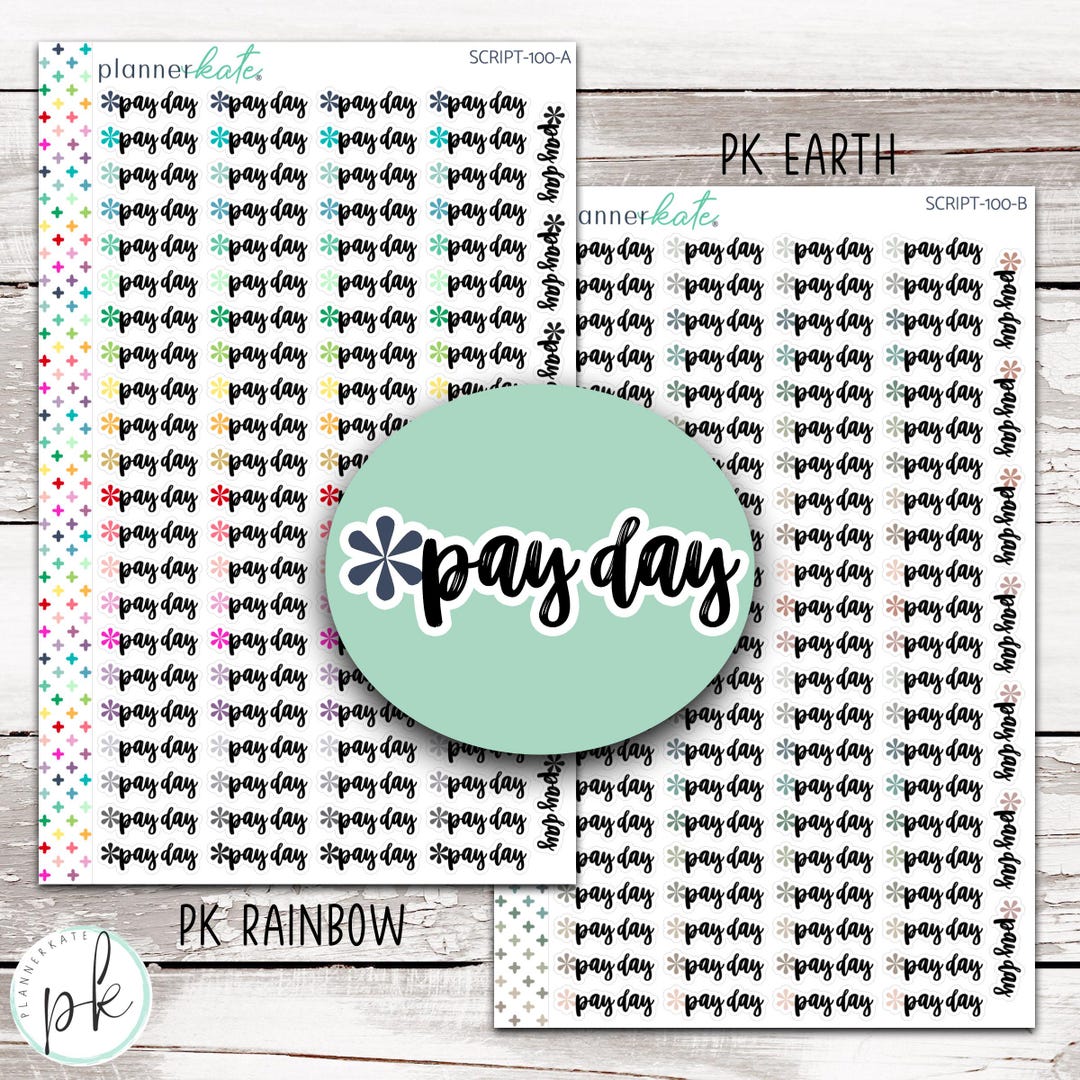 SCRIPT-100 || PAYDAY Planner Stickers - Etsy