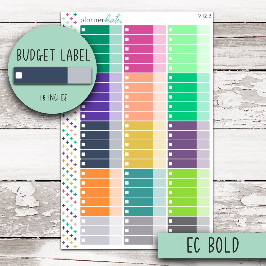 Budget Labels for 7x9 Planner - EC Bold || V-12 - Etsy