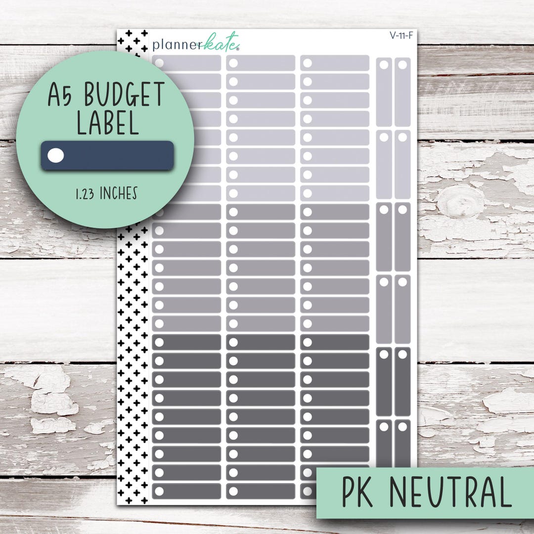 V-11-F || A5 Monthly Budget Labels for Planner - PK Neutral - Etsy