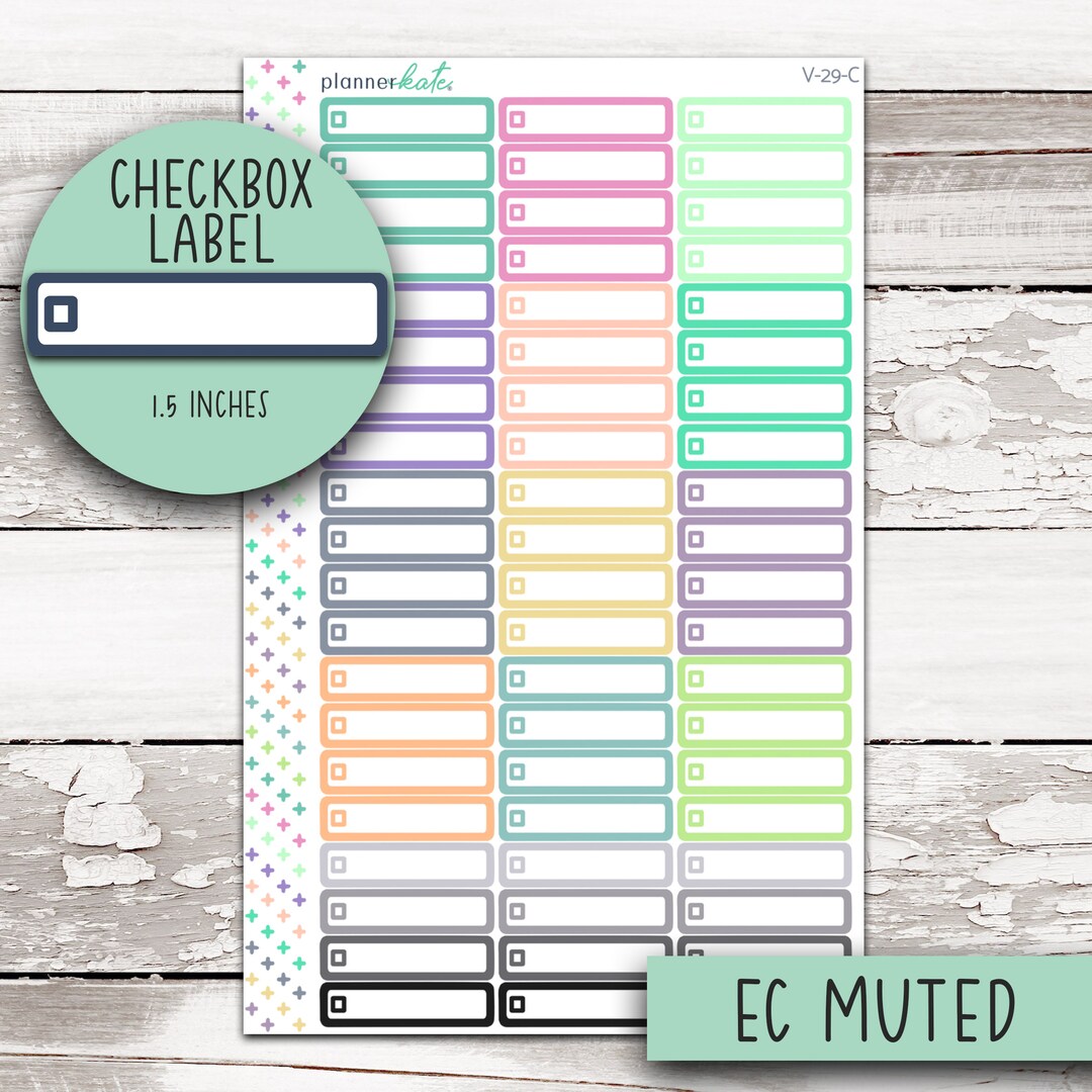 Basic Checkbox Labels for 7x9 Planner EC Muted V-29 - Etsy