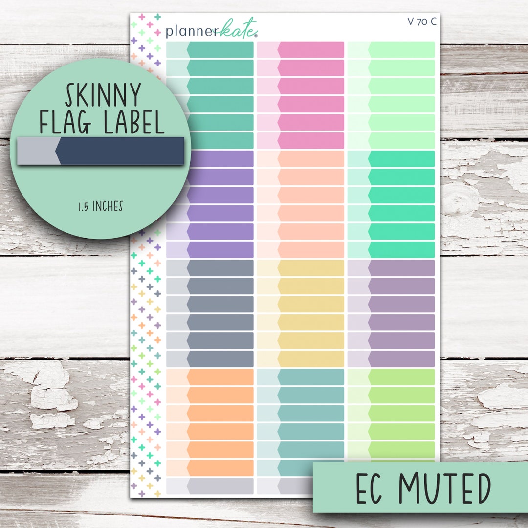 25% Off! Skinny Flag Labels for 7x9 Planner - EC Muted || V-70 - Etsy