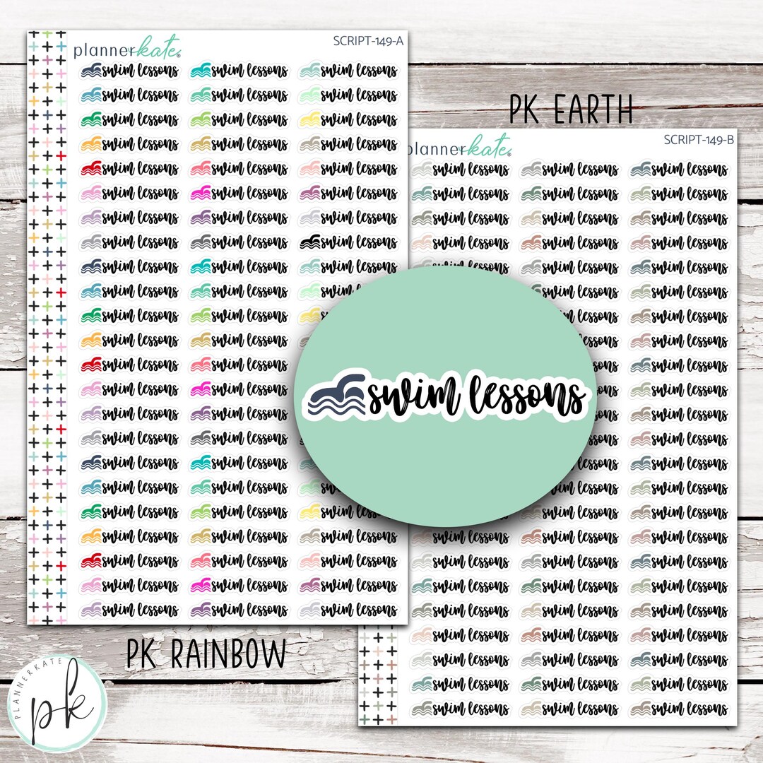 SCRIPT-149 || SWIM LESSONS Planner Stickers - Etsy