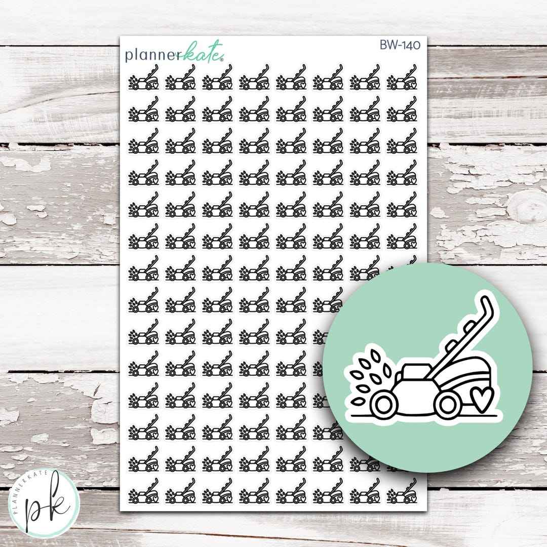 BW-140 || Lawn Mower - BW Icon Stickers - Etsy