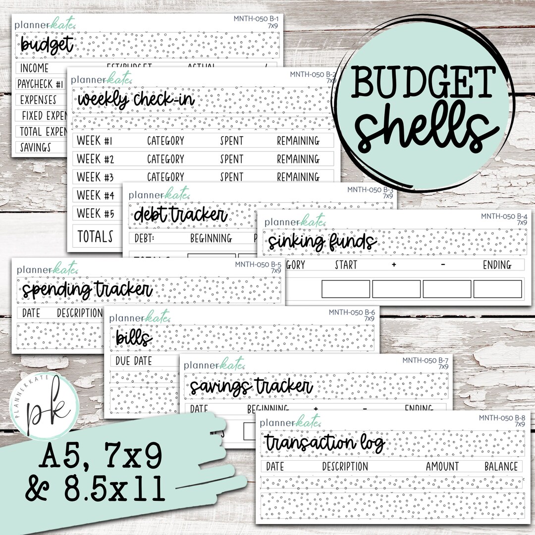 MNTH-050 BUDGET || Neutral Budget Shell - 7x9, A5 and 8.5x11 Planners ...