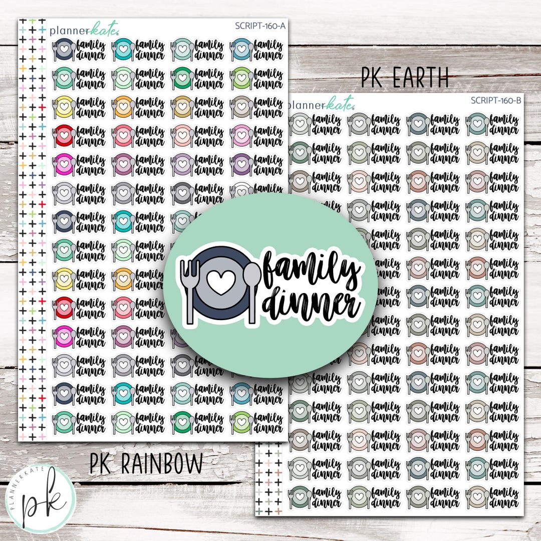SCRIPT-160 || FAMILY DINNER Planner Stickers - Etsy