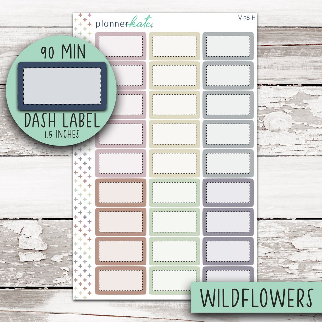 90 Minute Color Dash Label for 7x9 Planner EC Wildflowers V-38 - Etsy