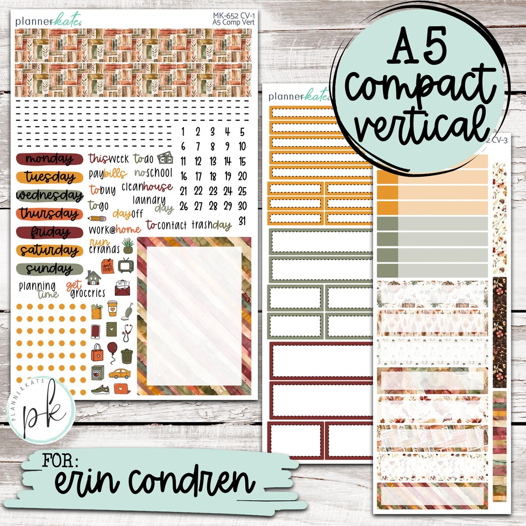 MK-652 CV - EC A5 Compact Vertical || "turn the Page" Weekly Kit - Etsy