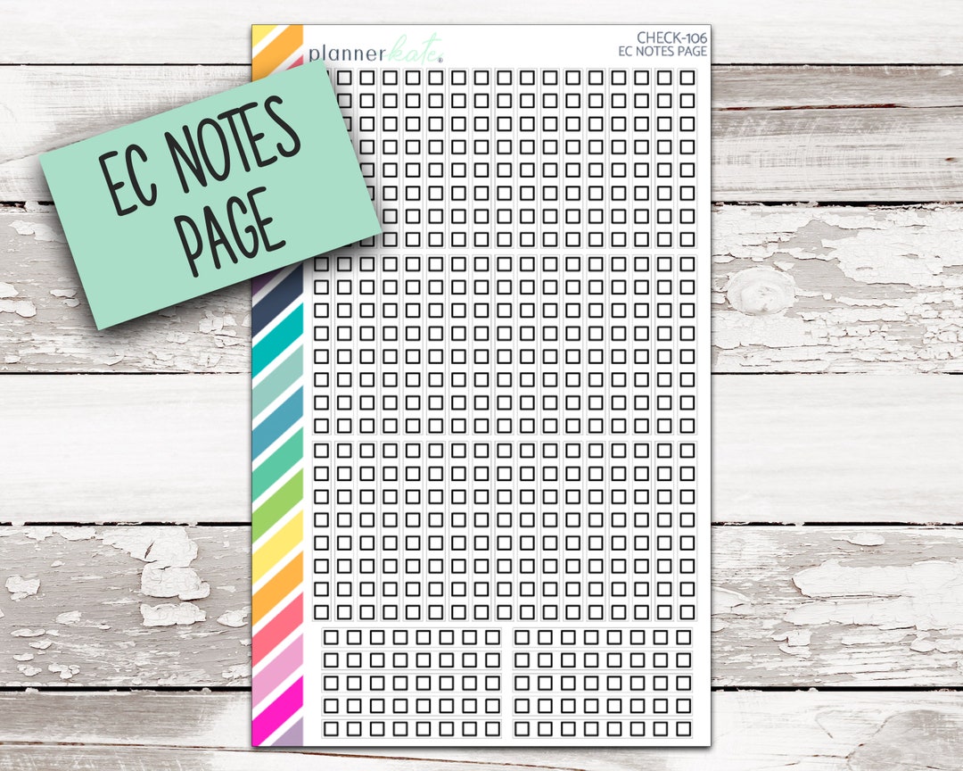 CHECK-106 || EC Notes Page Checklist Planner Stickers - Etsy