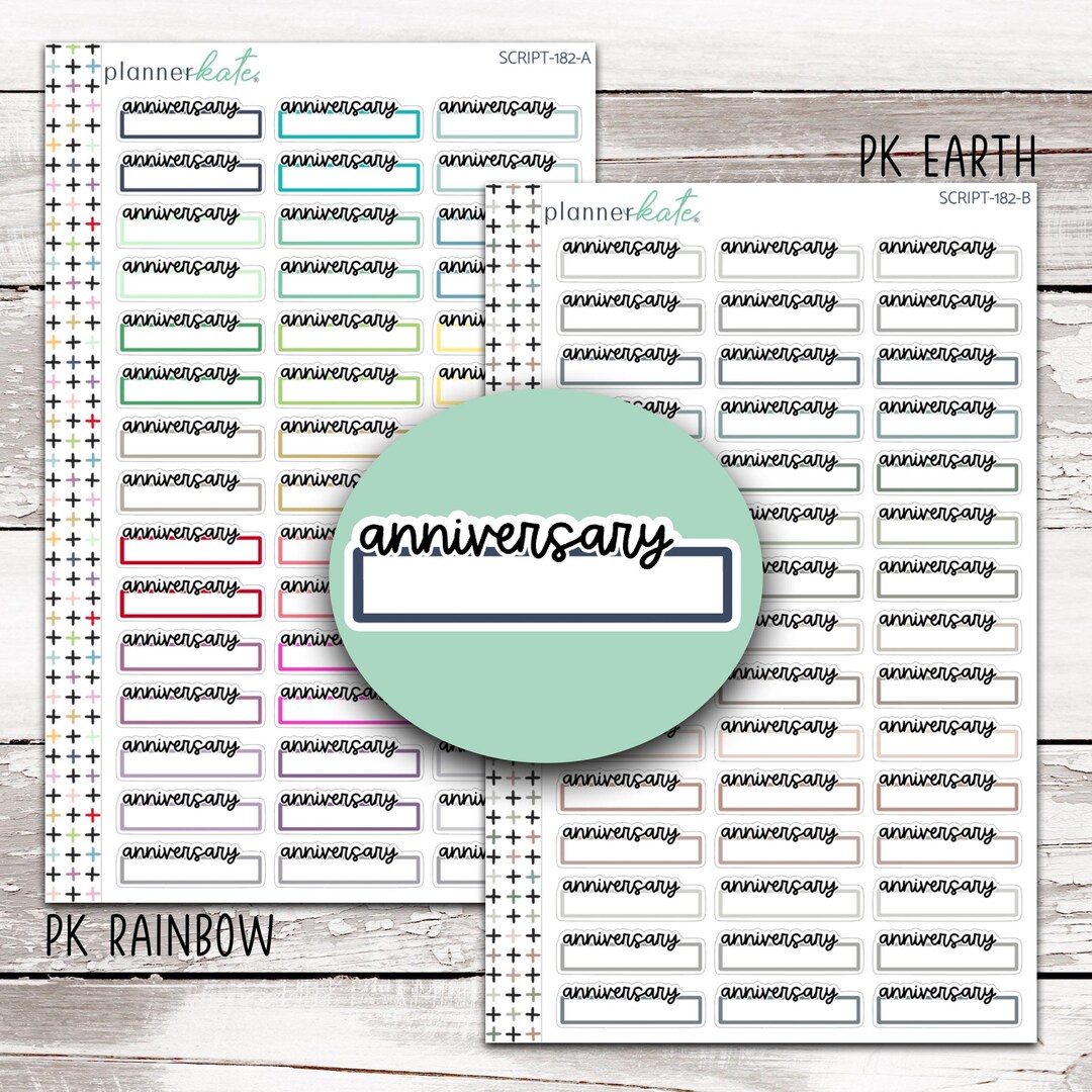 SCRIPT-182 || Anniversary Script Box Label (1.5 Inches) - Etsy