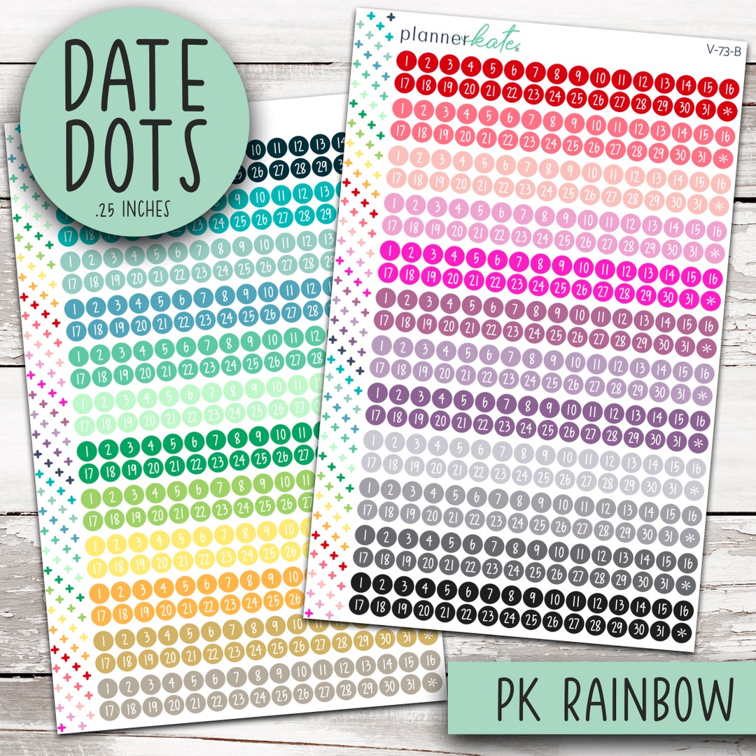 Colorful .25 Inch Date Dots - PK Rainbow || V-73 - Etsy