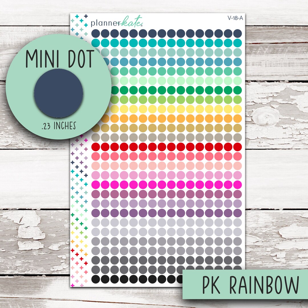 Mini Dot Stickers for Planner - PK Rainbow || V-18 - Etsy