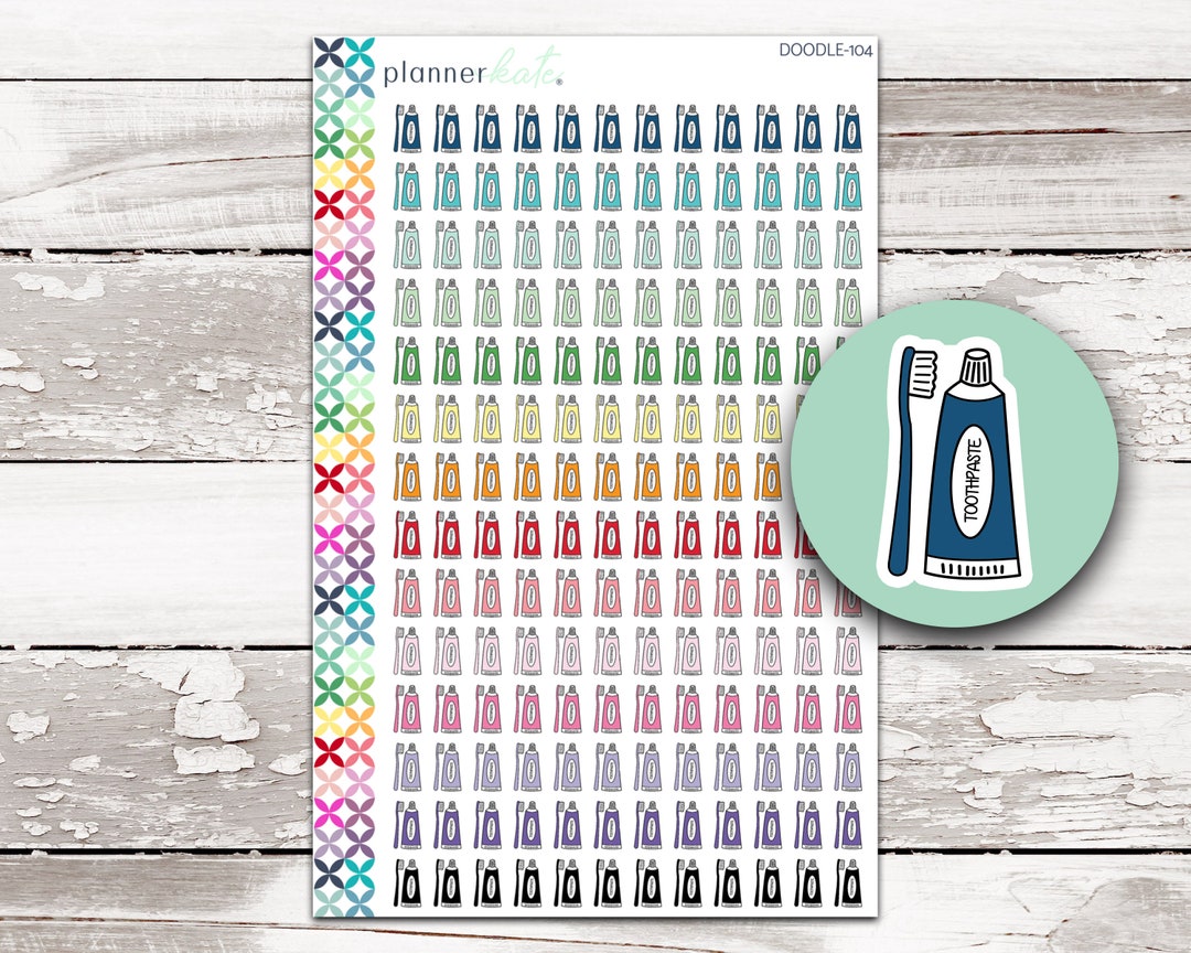 DOODLE-104 TOOTHBRUSH & TOOTHPASTE Doodle Stickers - Etsy