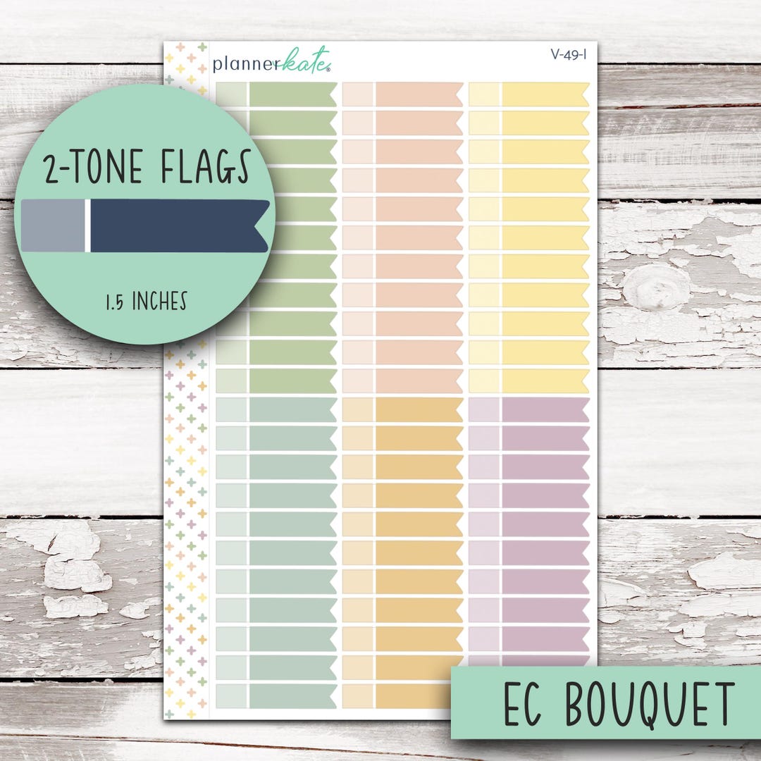 V-49-I || Two Tone Flag Labels for 7x9 Planners - EC Bouquet - Etsy