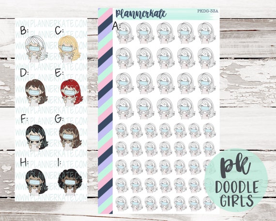 PKDG-33 FACEMASK Pk Doodles Planner Stickers 9 Variations | Etsy