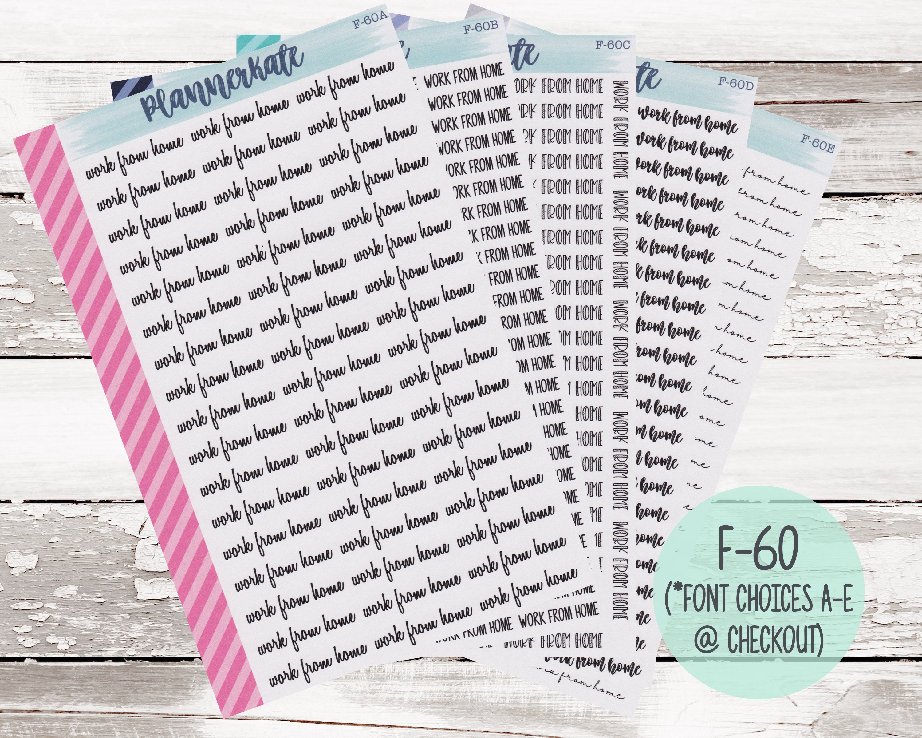 Planner Stickers WORK FROM HOME Script Sticker Paper & Party Supplies ...