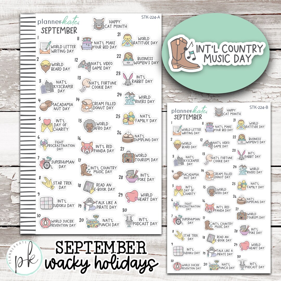September Wacky Holidays - Pastel | STK-224 - Etsy