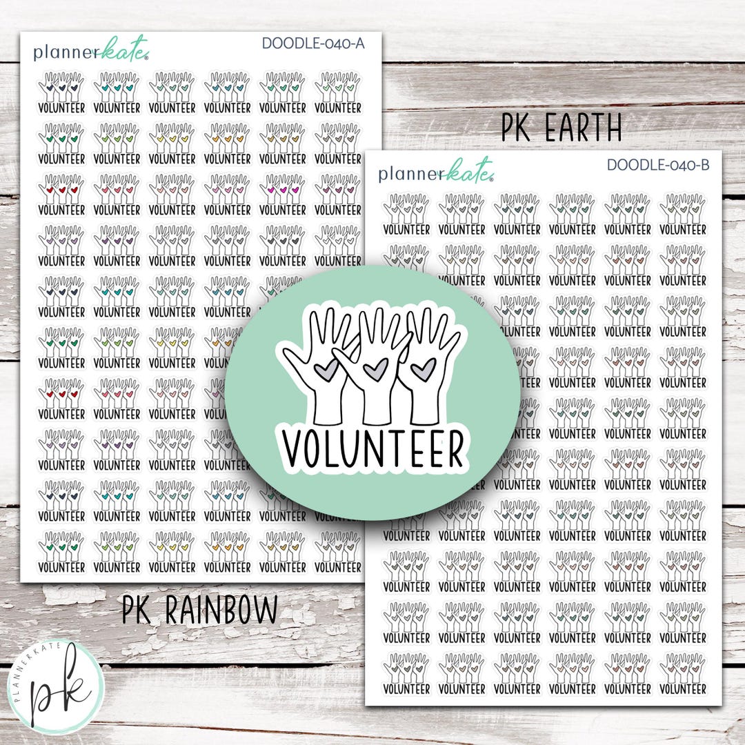 DOODLE-40 || Volunteer Doodle Stickers - Etsy