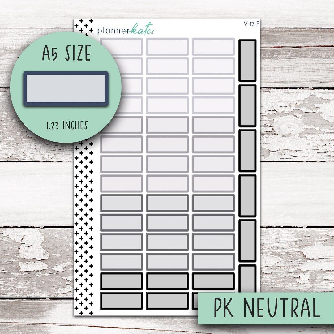 V-17-F || A5 Monthly Half Box Labels for Planner - PK Neutral - Etsy