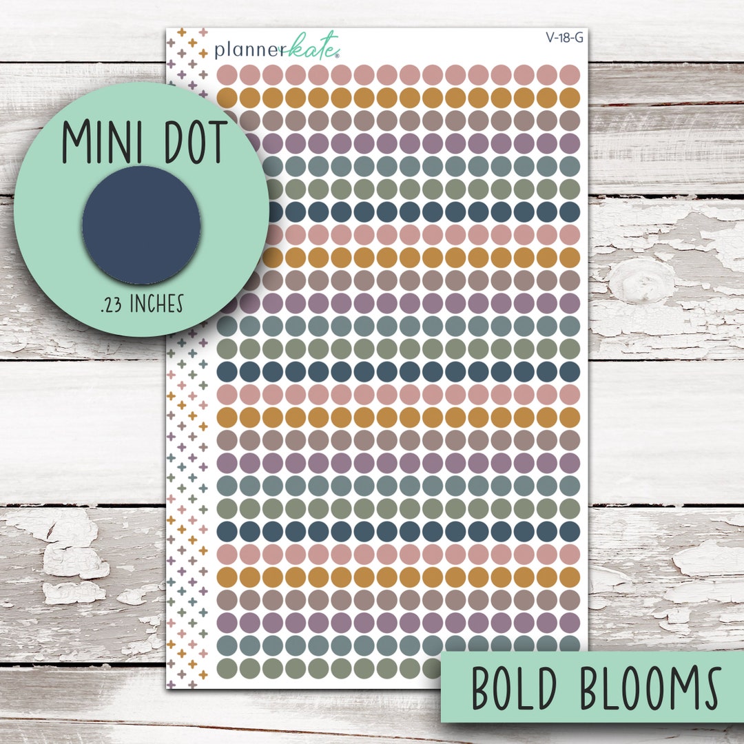 Mini Dot Stickers for Planner - EC Bold Blooms || V-18 - Etsy
