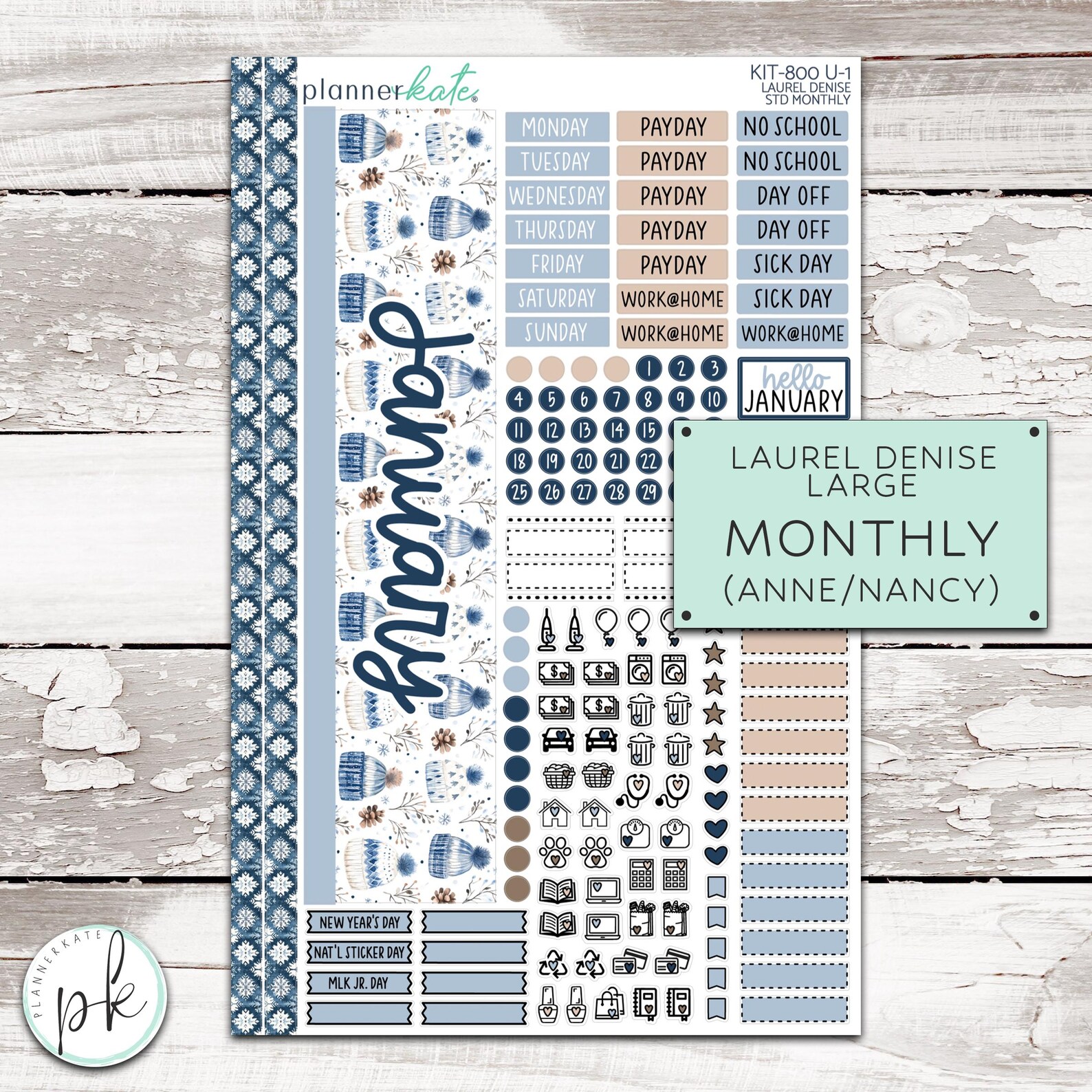 KIT-800 U - Laurel Denise Anne / Nancy Large Monthly || "blue Birch" - Etsy