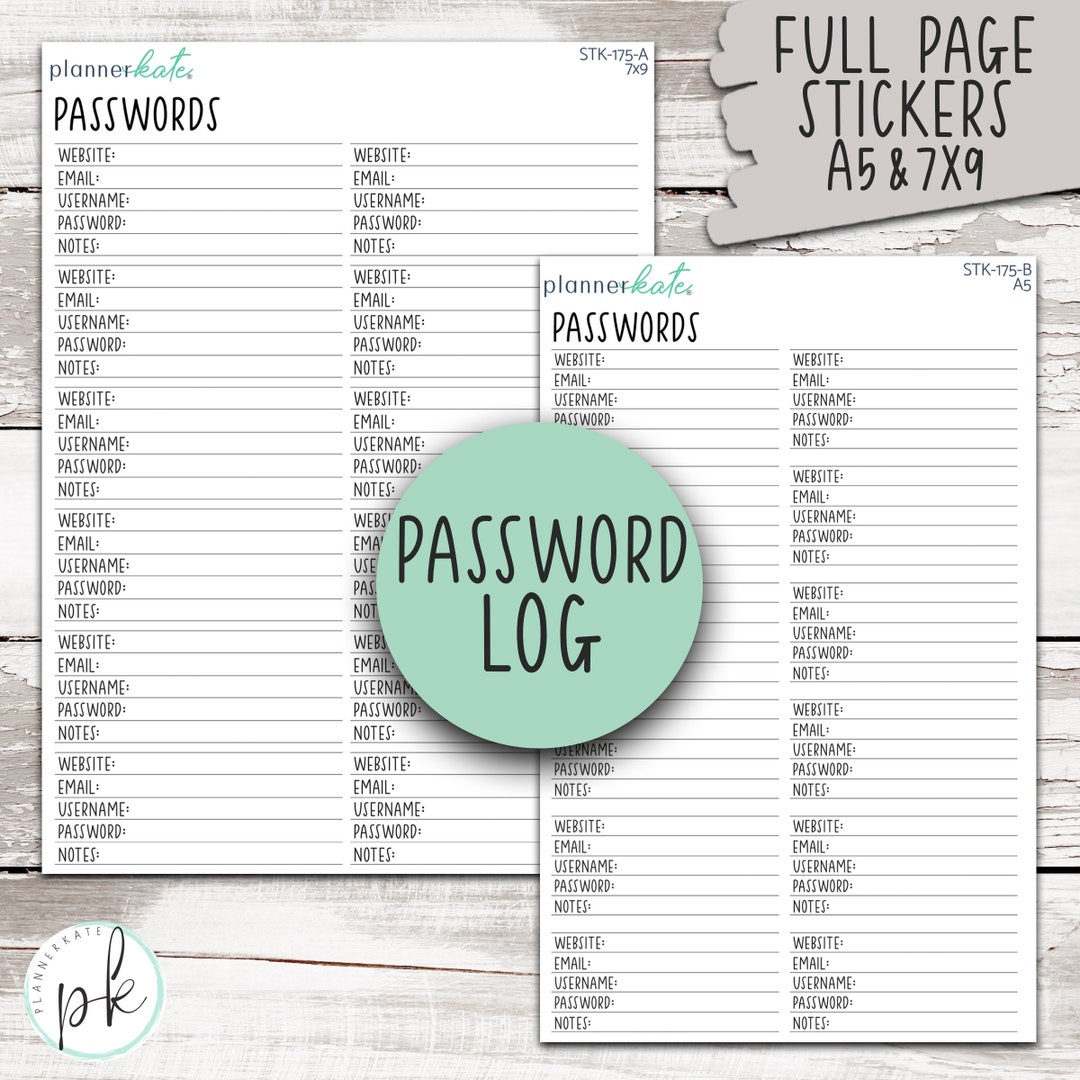 STK-175 || Password Log Dashboard Sticker - Etsy