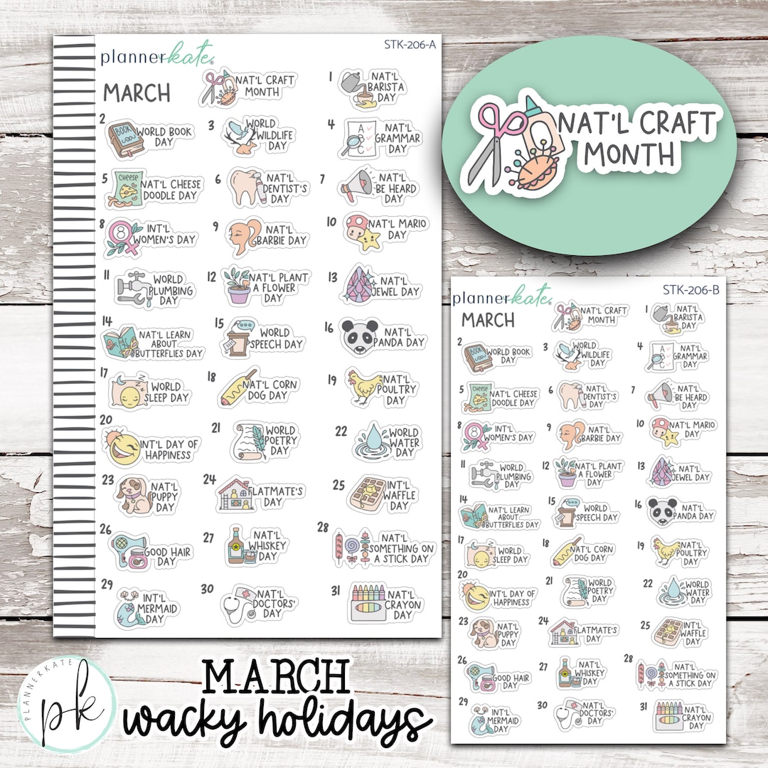 March Wacky Holidays - Pastel | STK-206 - Etsy