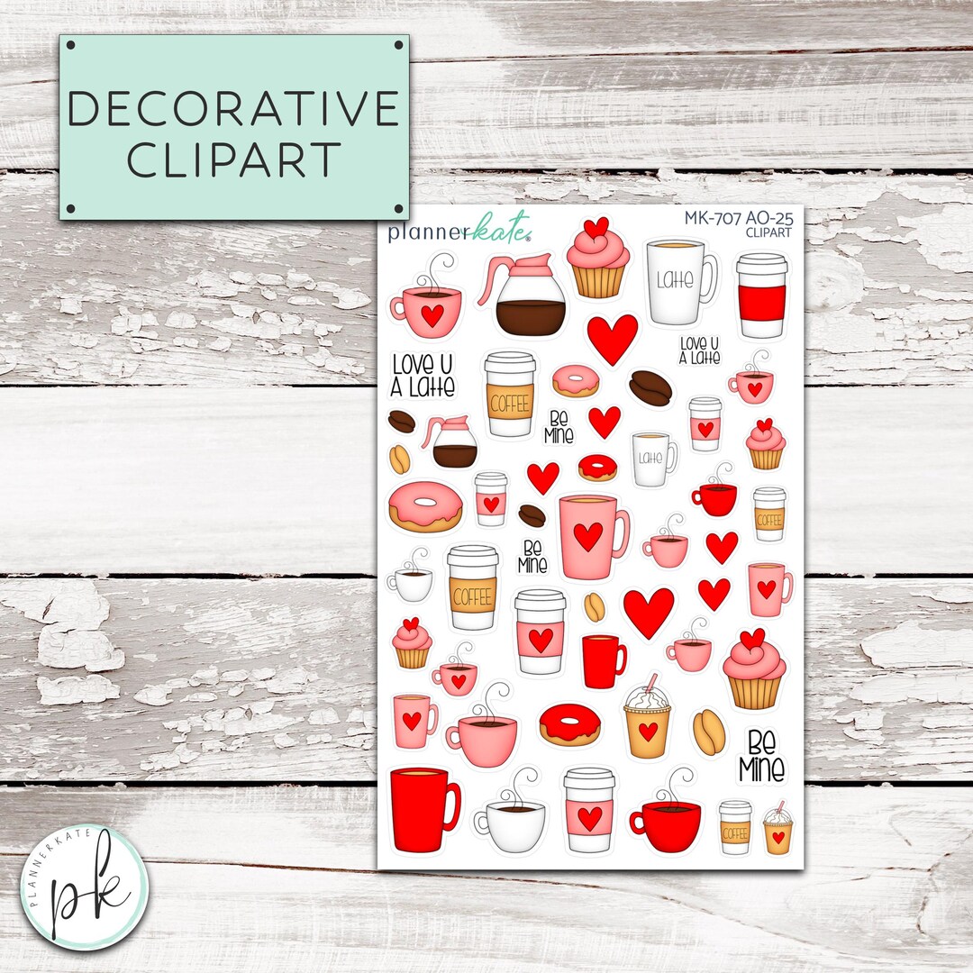 MK-707 CLIPART || "love U A Latte" Kit Add Ons - Etsy