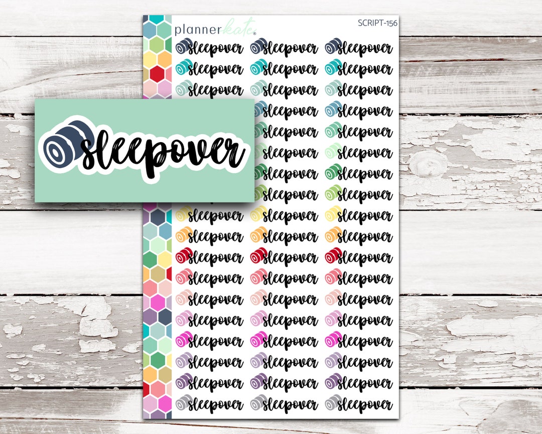 SCRIPT-156 || SLEEPOVER Planner Stickers - Etsy