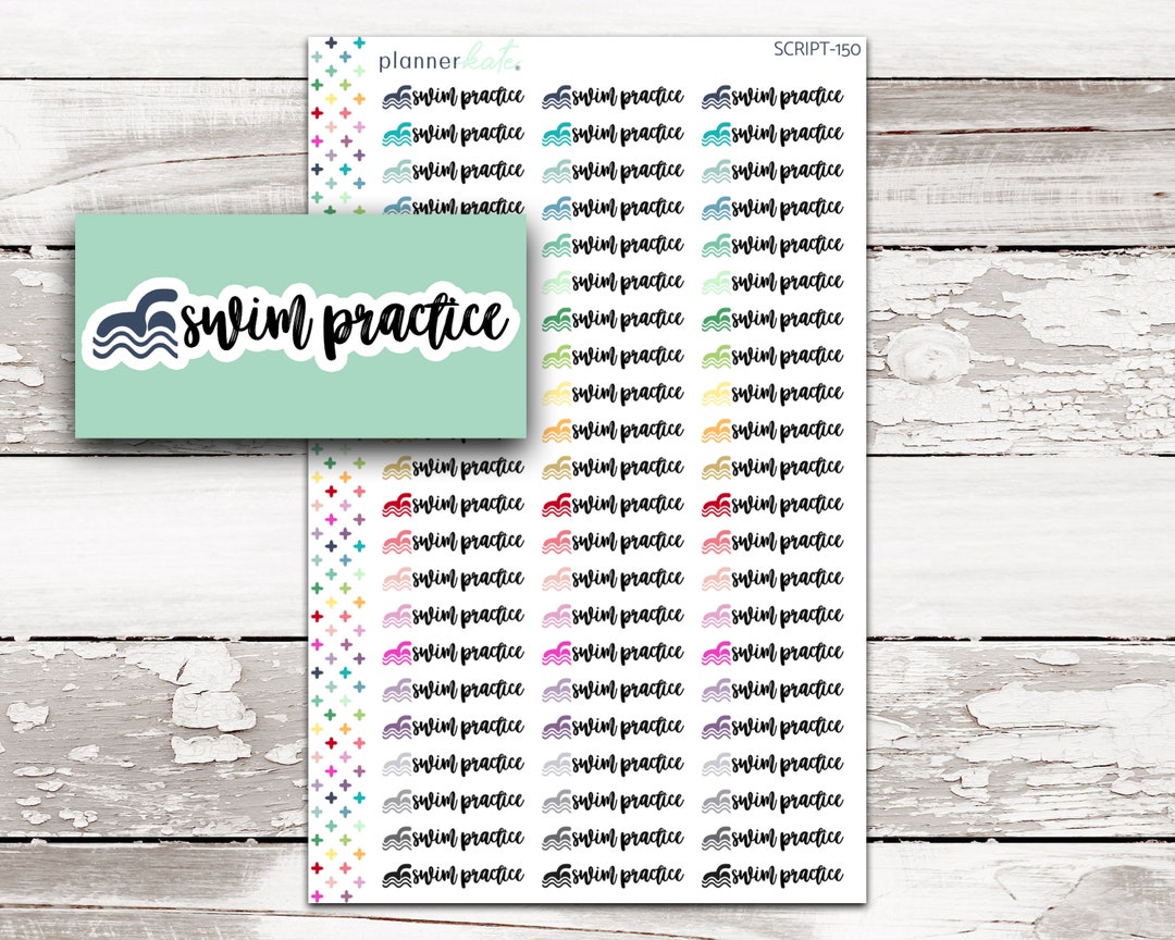 SCRIPT-150 || SWIM PRACTICE Planner Stickers - Etsy
