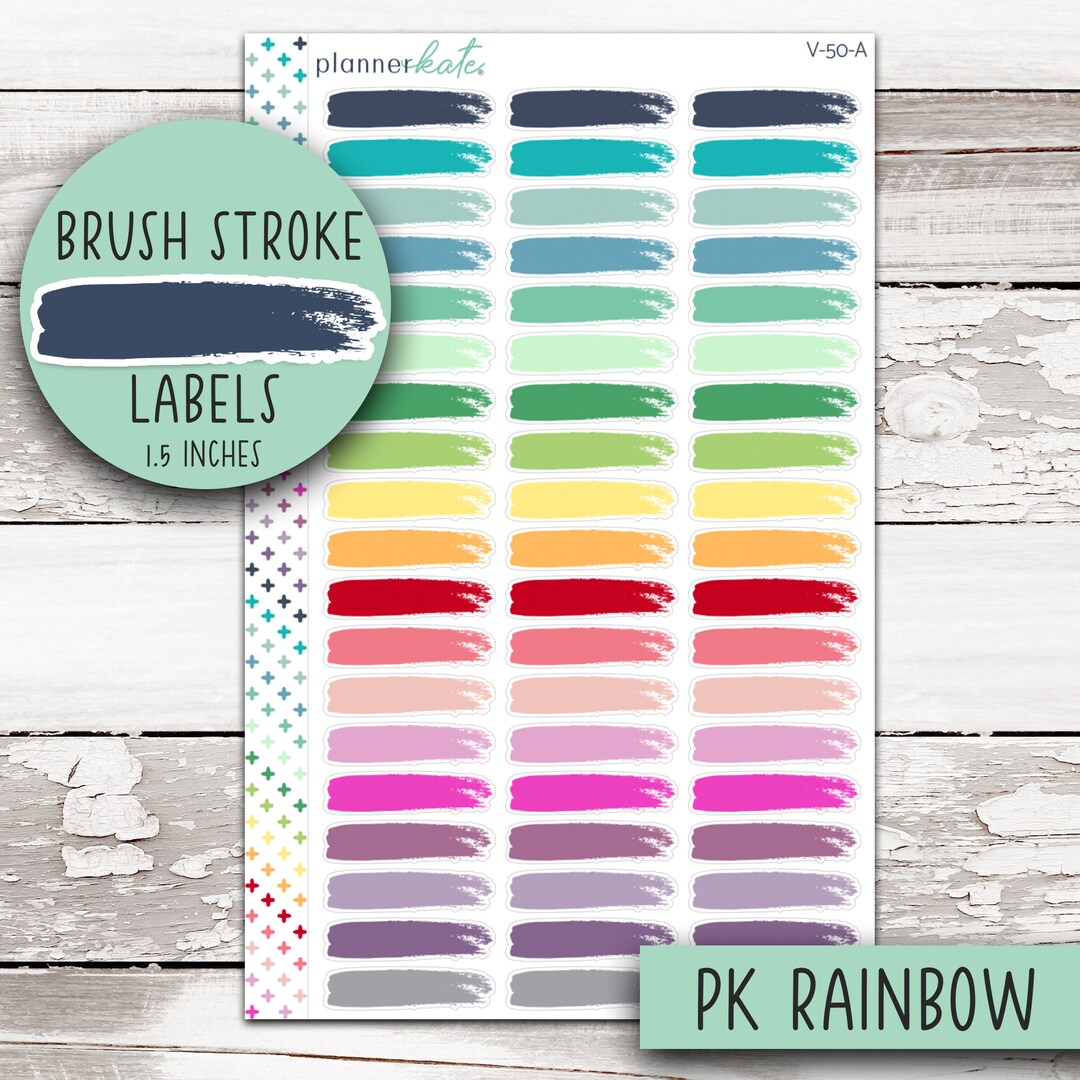 Brush Stroke Labels for 7x9 Planners - PK Rainbow || V-50 - Etsy