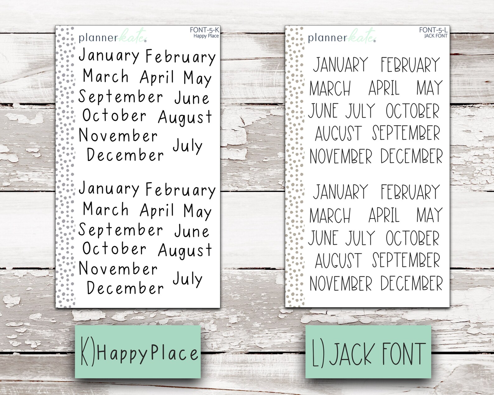 FONT-5 || MONTHS Scripts (large) - 12 Font Options - Etsy