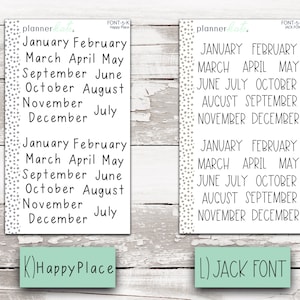 FONT-5 || MONTHS Scripts (large) - 12 Font Options - Etsy