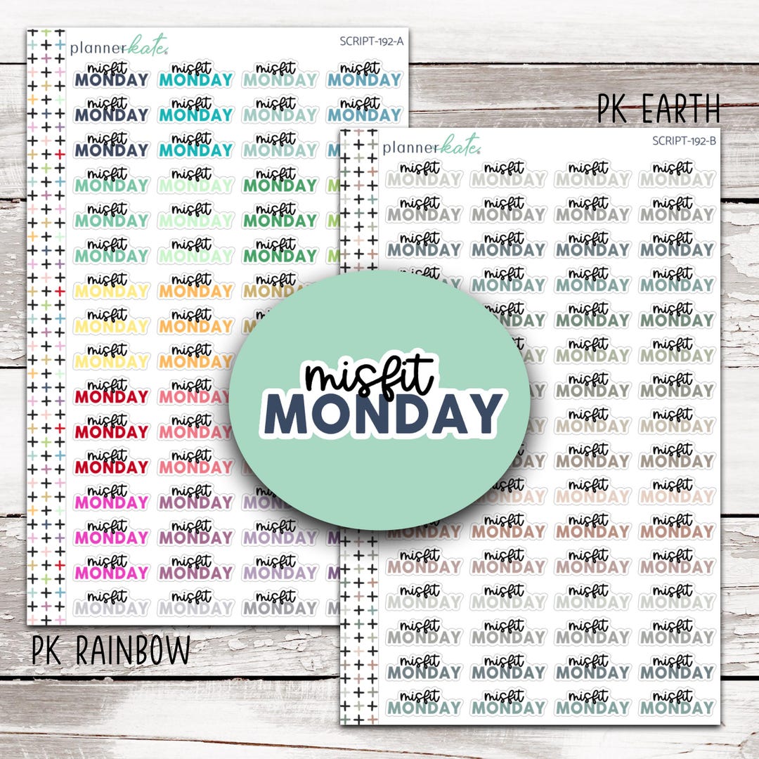 SCRIPT-192 || 'misfit Monday' Mixed Script Stickers - Etsy