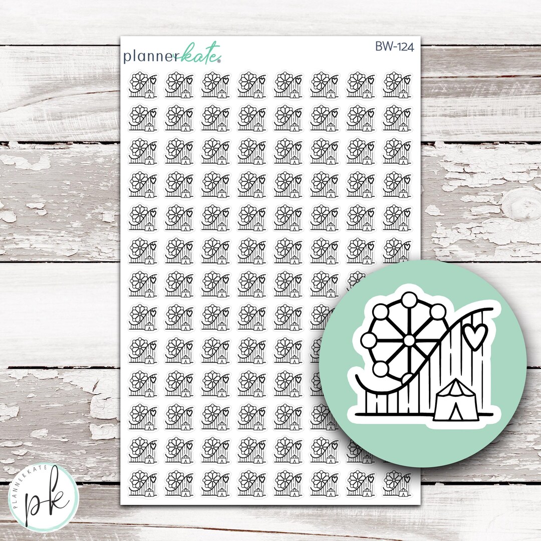 BW-124 || Amusement Park / Carnival - BW Icon Stickers - Etsy