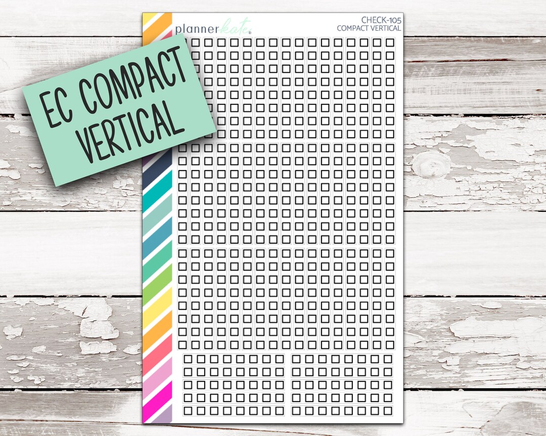 CHECK-105 || A5 EC Compact Vertical Checklist Planner Stickers - Etsy