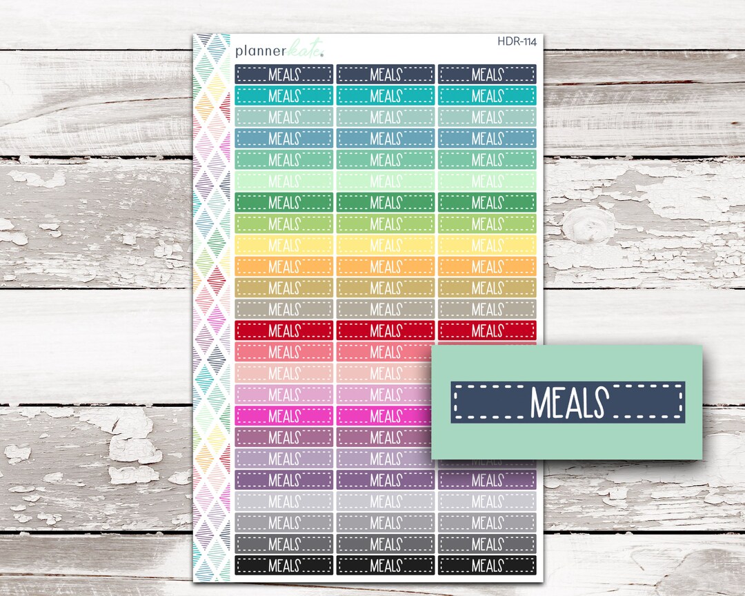 HDR-114 || MEALS Header Stickers - Etsy