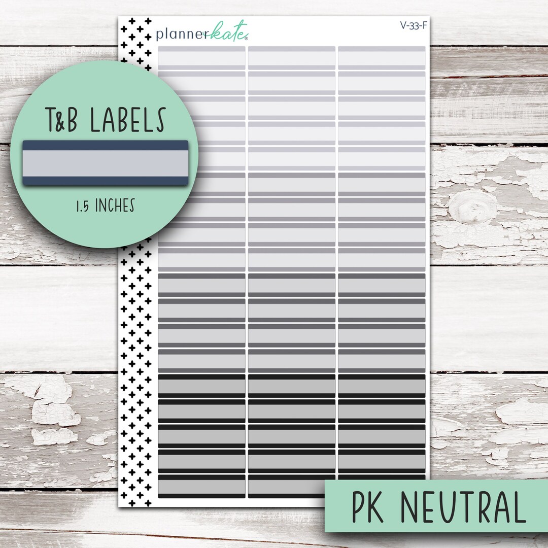 Two Tone Labels (top & Bottom) for 7x9 Planner - PK Neutral || V-33 - Etsy