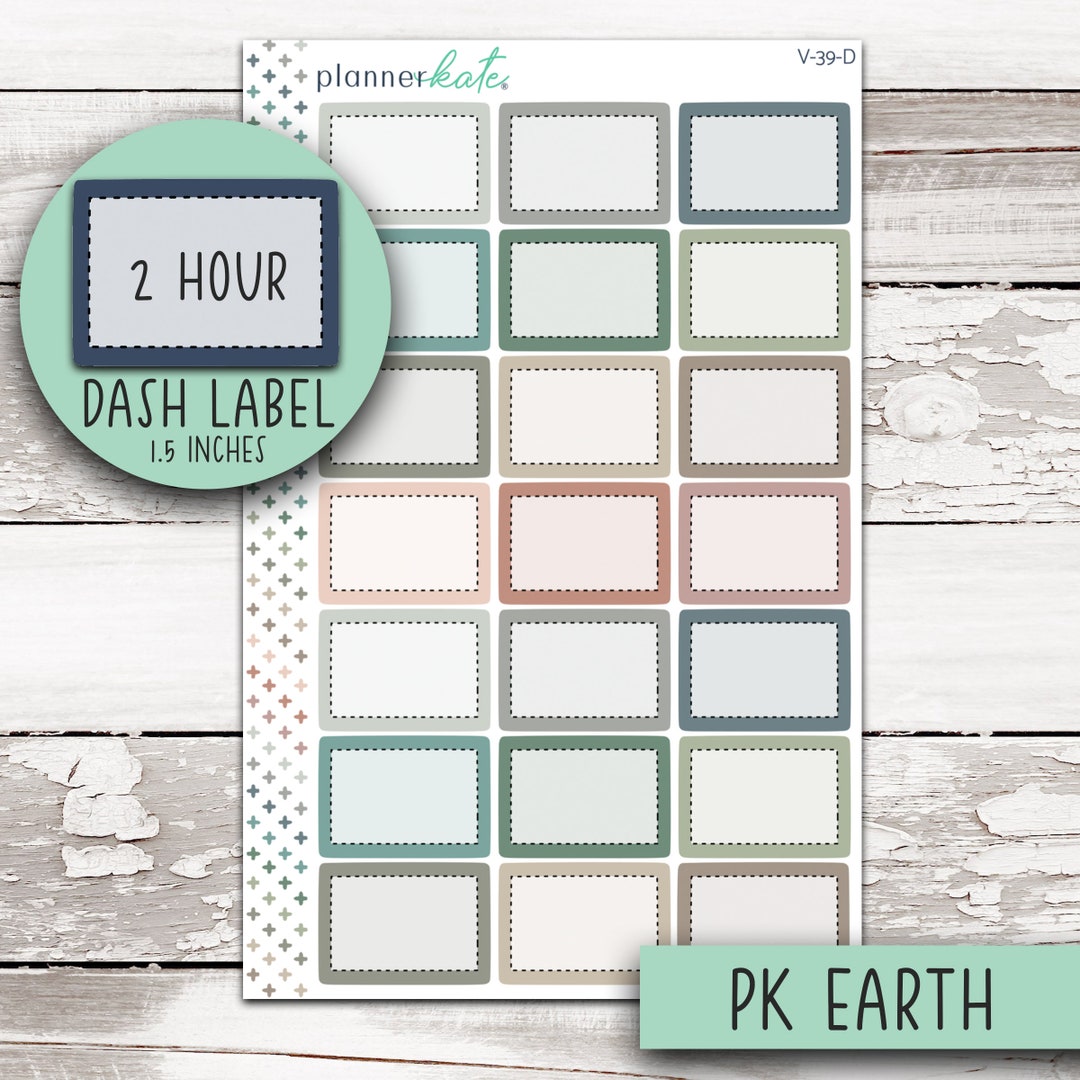2 Hour Color Dash Label for 7x9 Planner - PK Earth || V-39 - Etsy