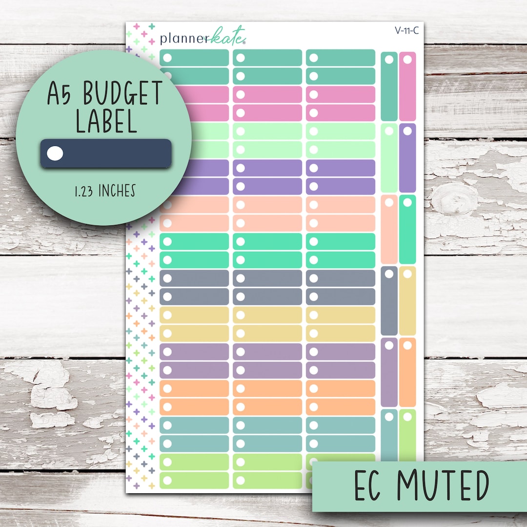 A5 Monthly Budget Labels for Planner EC Muted V-11 - Etsy