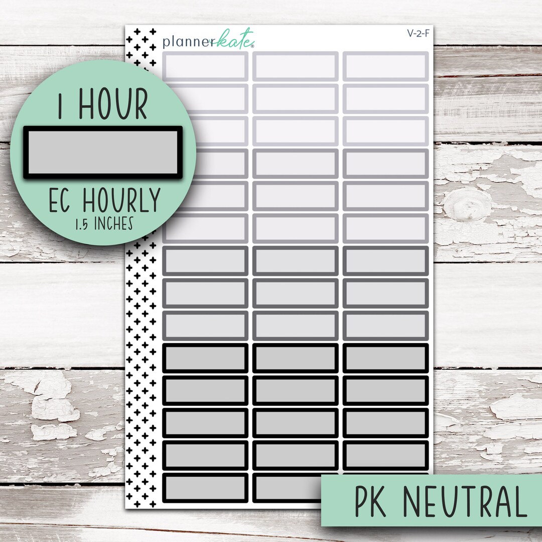 1 Hour Labels for 7x9 Planner PK Neutral V-2 - Etsy